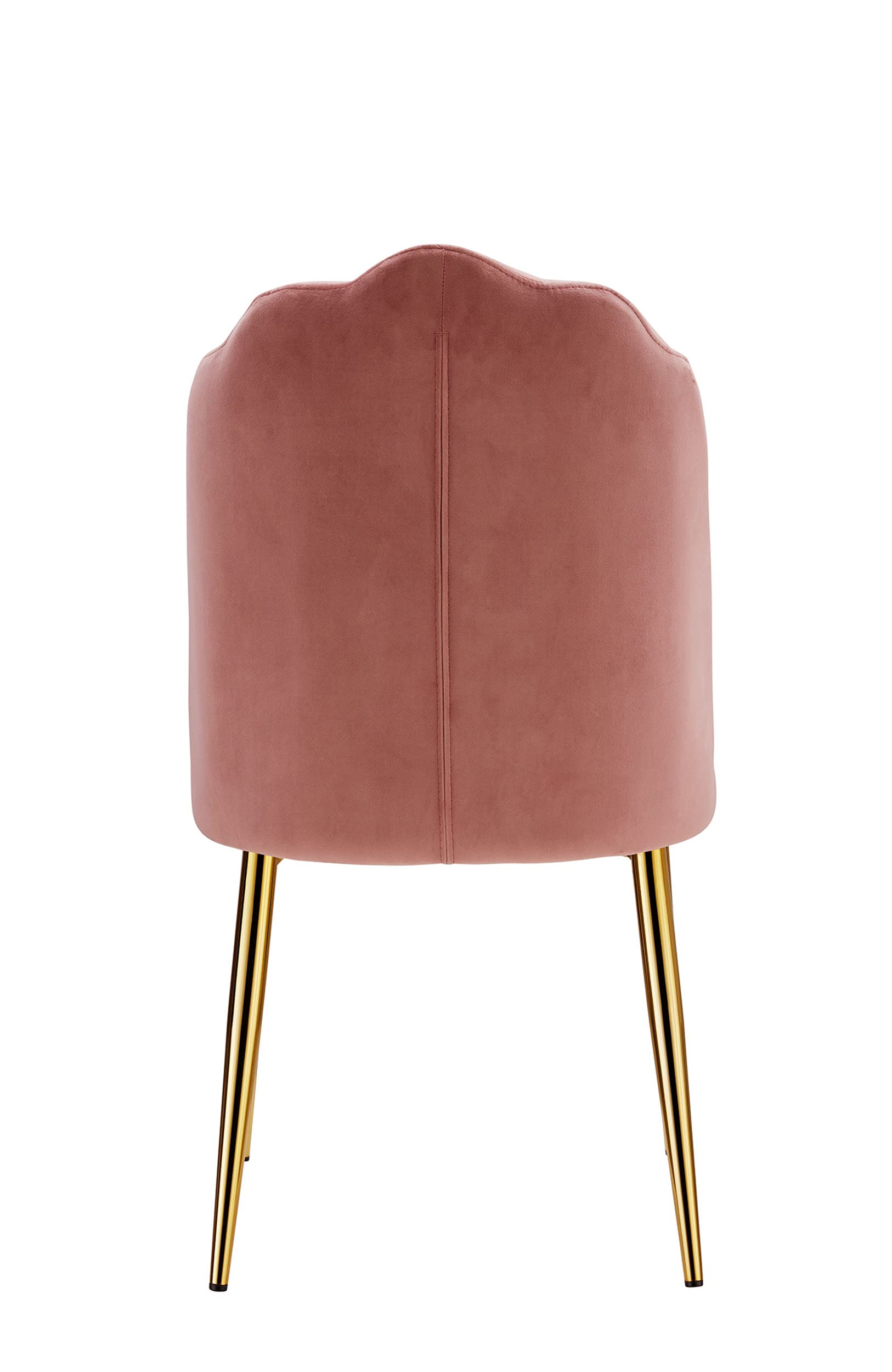 Iconic Home Chelsea Dining Side Chair Vertical Channel Quilted Velvet Upholstered Crown Top Back and Seat Solid Gold Tone Metal Legs (Set of 2) Modern Contemporary, Blush