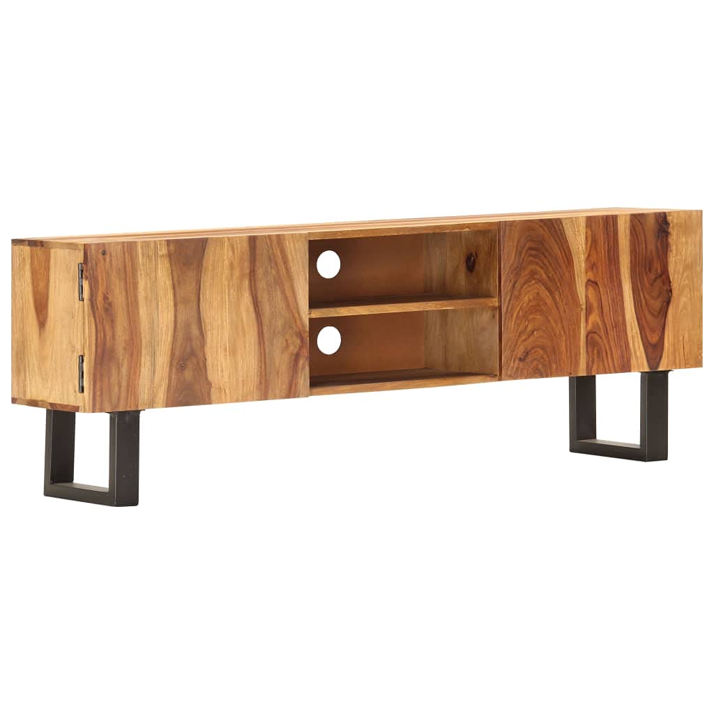 vidaXL TV Stand, TV Unit for Living Room Bedroom, Sideboard with Storage, TV Console Media Unit Cupboard, Industrial Style, Solid Wood Sheesham