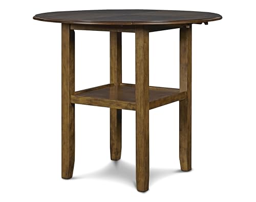 New Classic Furniture Gia 3-Piece Drop Leaf Counter Table Set with 2 Chairs, 42-Inch, Brown