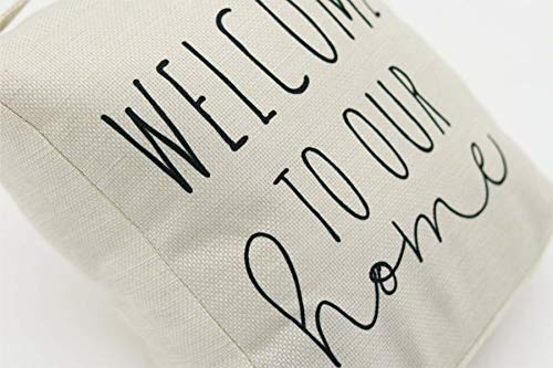 Welcome to Our Home Decorative Fabric Door Stopper with Handle, Fabric Weighted Floor Stop for Bedroom Living Room Exterior Doors, 7-7/8"W x 4-3/4"D x 9"H