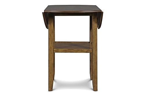 New Classic Furniture Gia 3-Piece Drop Leaf Counter Table Set with 2 Chairs, 42-Inch, Brown