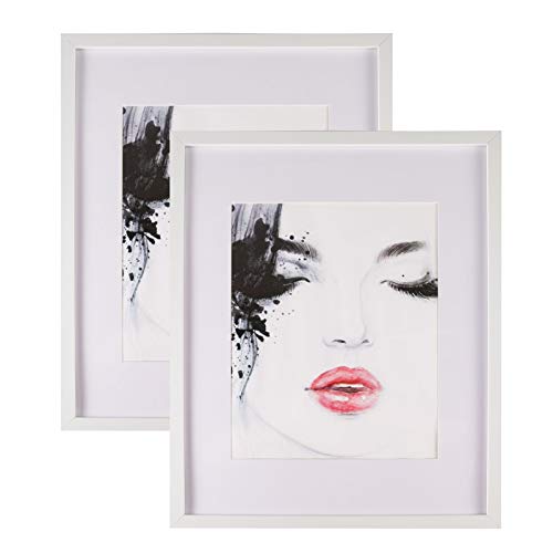 elabo 16x20 White Picture Frame (2 Pack) - High Definition Plexiglass Display Pictures 11x14 with Mat or 16x20 Without Mat - Vertical or Horizontal Wall Mounting