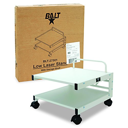 Balt Low Laser Printer Stand, 27501, 14''H x 17''W x 17''D, Brushed silver steel frame, Gray laminate shelves