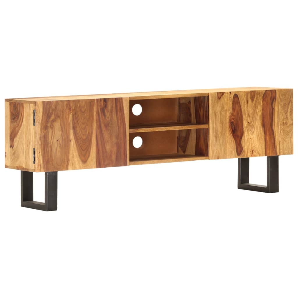 vidaXL TV Stand, TV Unit for Living Room Bedroom, Sideboard with Storage, TV Console Media Unit Cupboard, Industrial Style, Solid Wood Sheesham