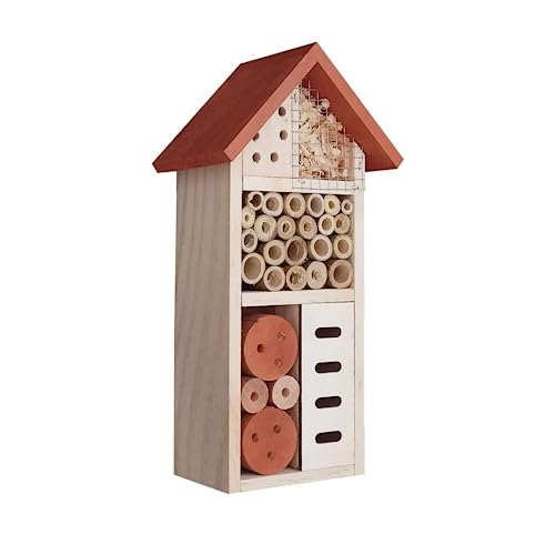 FUNPENY Wooden Insect House, Insect Hotel with Brush for Butterfly, Bees and Ladybugs