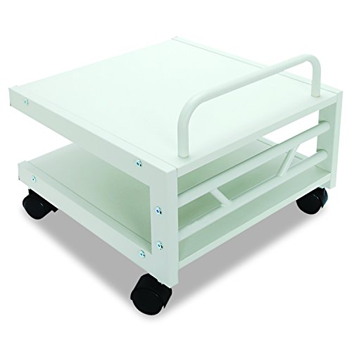 Balt Low Laser Printer Stand, 27501, 14''H x 17''W x 17''D, Brushed silver steel frame, Gray laminate shelves