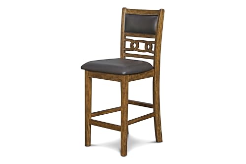 New Classic Furniture Gia 3-Piece Drop Leaf Counter Table Set with 2 Chairs, 42-Inch, Brown