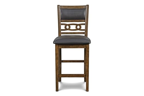 New Classic Furniture Gia 3-Piece Drop Leaf Counter Table Set with 2 Chairs, 42-Inch, Brown