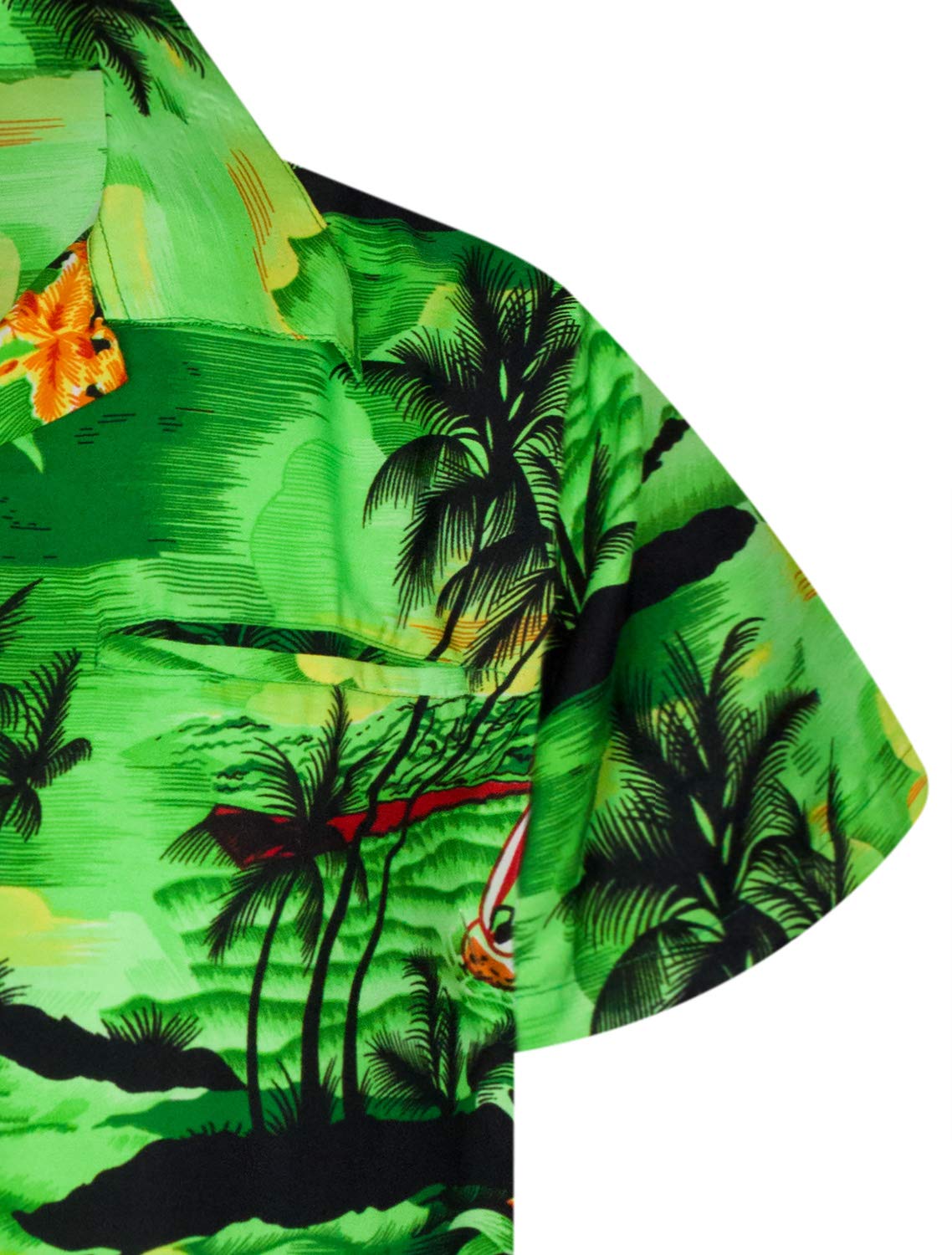 KING KAMEHA Funky Hawaiian Shirt Kids Boys, Shortsleeve, Print Surf, Green, 6