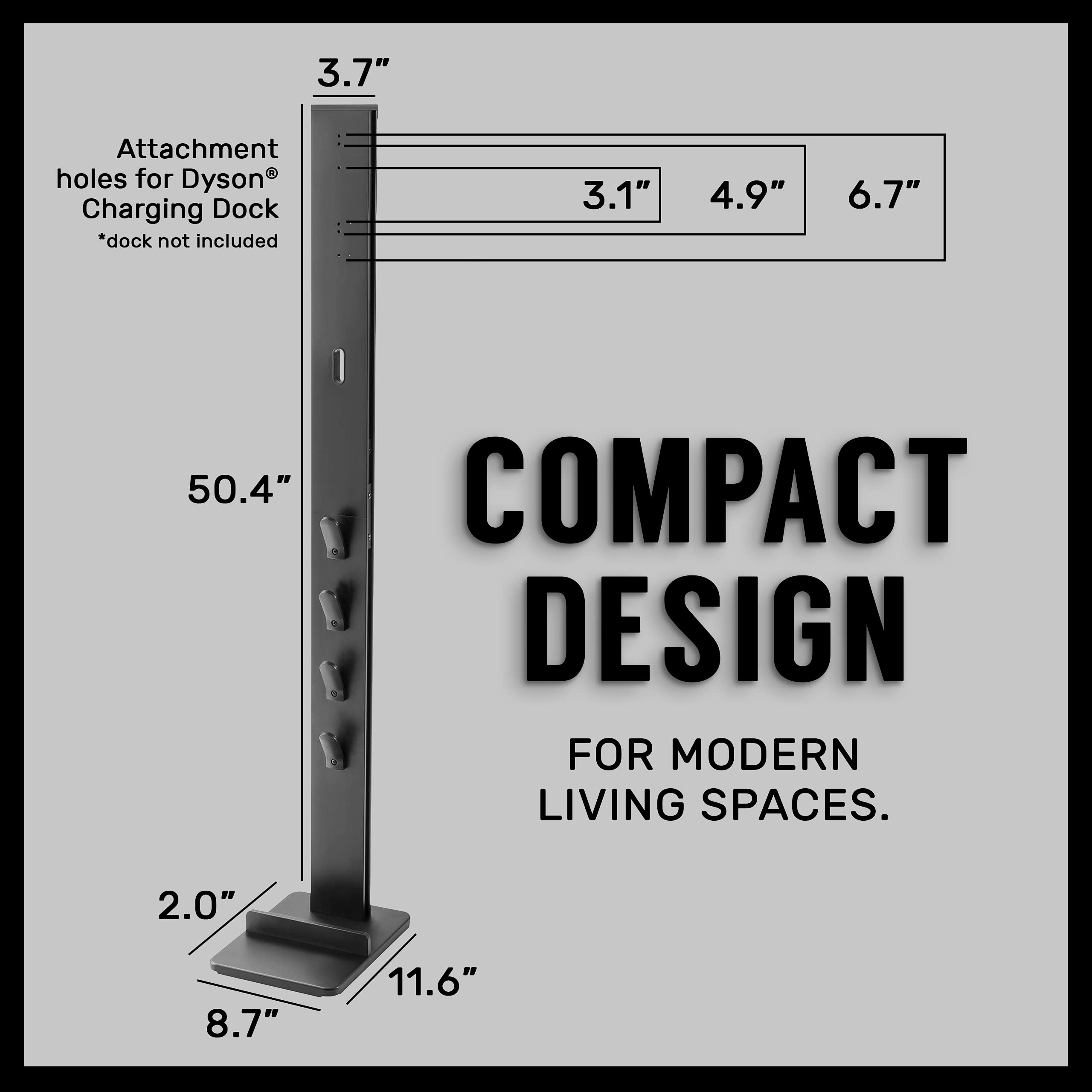 TechOrbits Docking Station Organizer - Vacuum Stand and Attachment Holder, Compatible with Cordless Dyson Vacuum Cleaner V12, V11, V10, V8 and V7 Models & Accessories