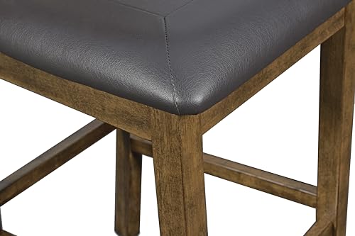 New Classic Furniture Gia 3-Piece Drop Leaf Counter Table Set with 2 Chairs, 42-Inch, Brown