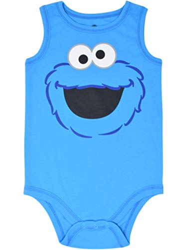 Sesame Street Elmo Cookie Monster Oscar the Grouch Infant Baby Boys 5 Pack Sleeveless Bodysuits Multicoloured 18 Months