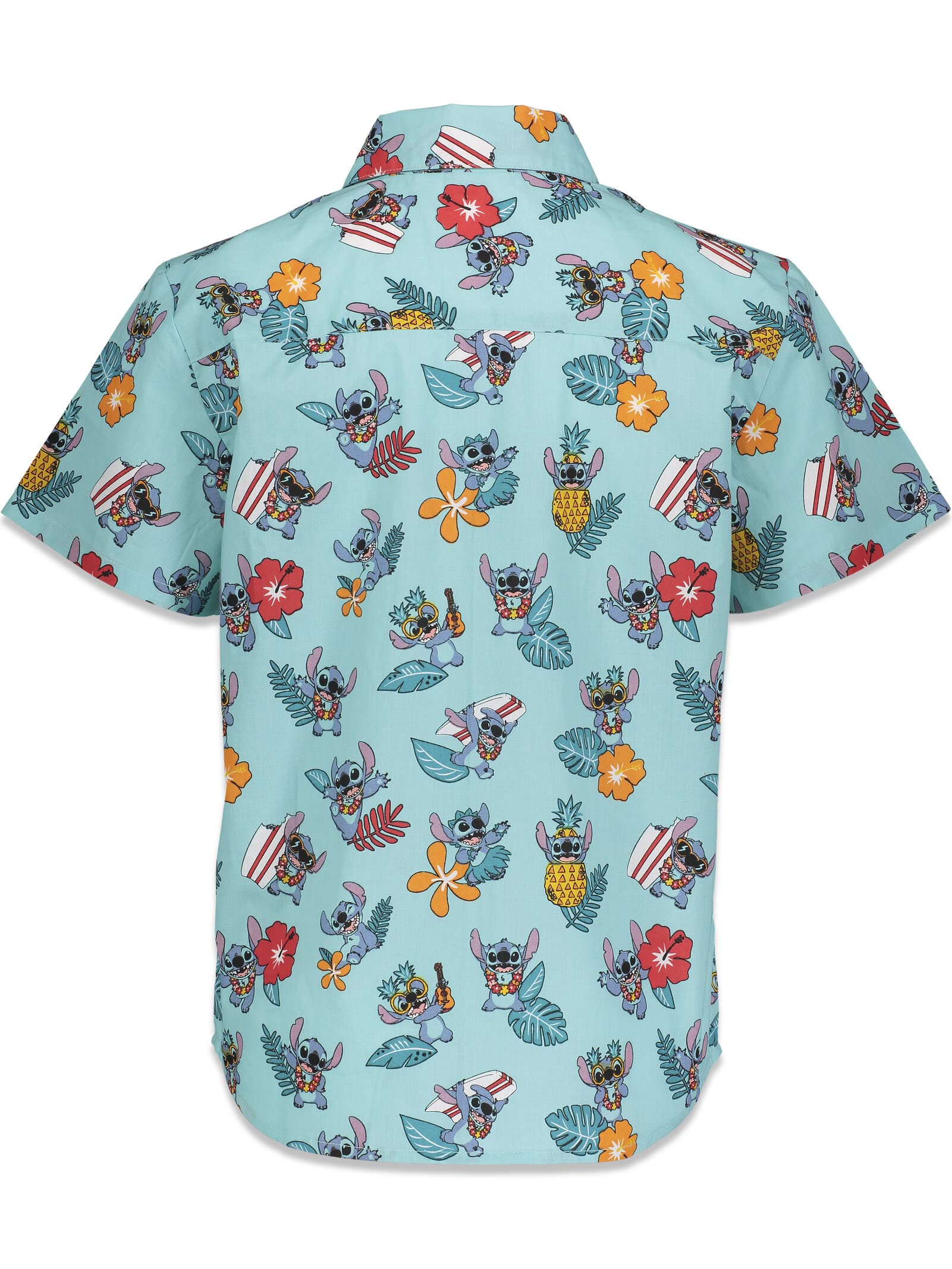 Disney Lilo & Stitch Big Boys Hawaiian Button Down Dress Shirt 10-12