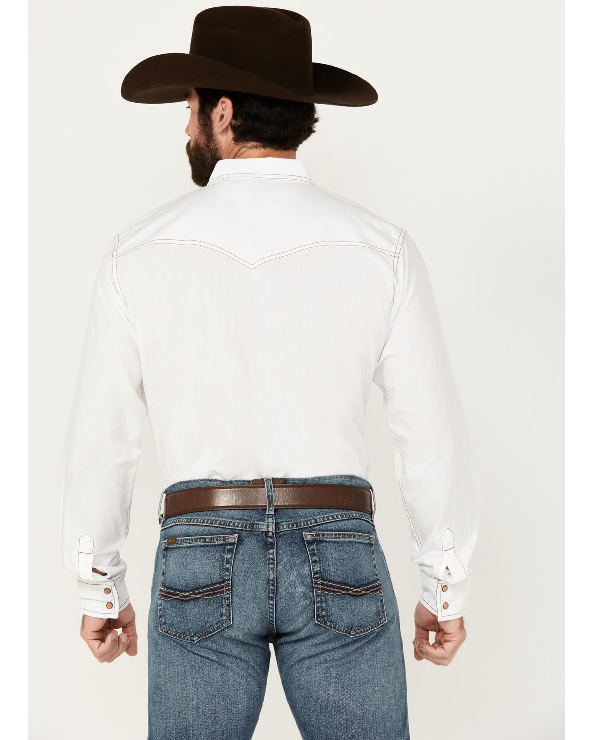 Wrangler mens Retro Two Pocket Long Sleeve Snap Shirt, White, Large US