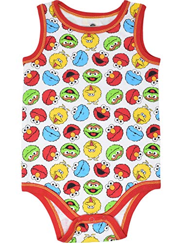 Sesame Street Elmo Cookie Monster Oscar the Grouch Infant Baby Boys 5 Pack Sleeveless Bodysuits Multicoloured 18 Months