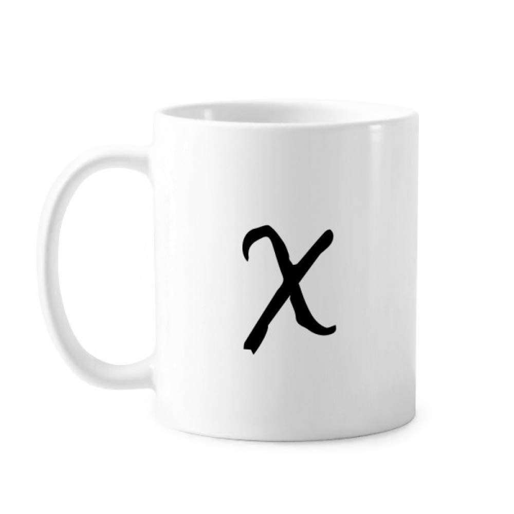 Greek Alphabet Chi Black silhouette Mug Pottery Ceramic Coffee Porcelain Cup Tableware