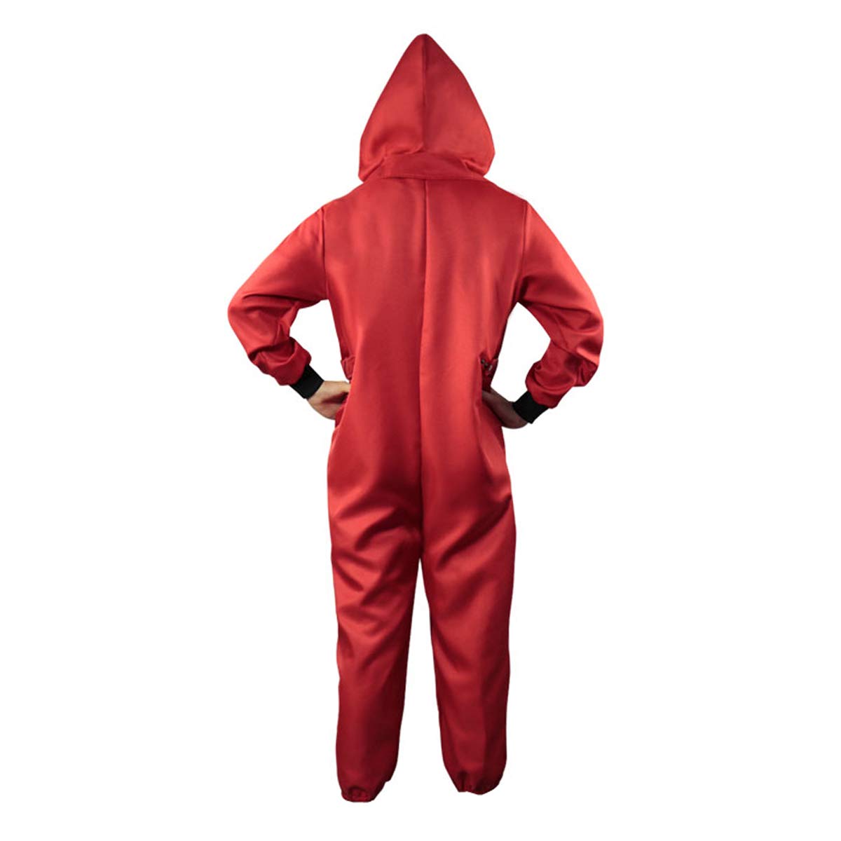 Yan Dream Group Couple Costume Red Coverall Jumpsuits Carnival Hoodie Party Outwear with Latex Mask