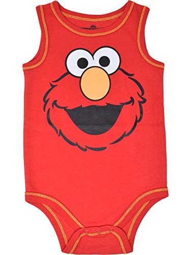 Sesame Street Elmo Cookie Monster Oscar the Grouch Infant Baby Boys 5 Pack Sleeveless Bodysuits Multicoloured 18 Months
