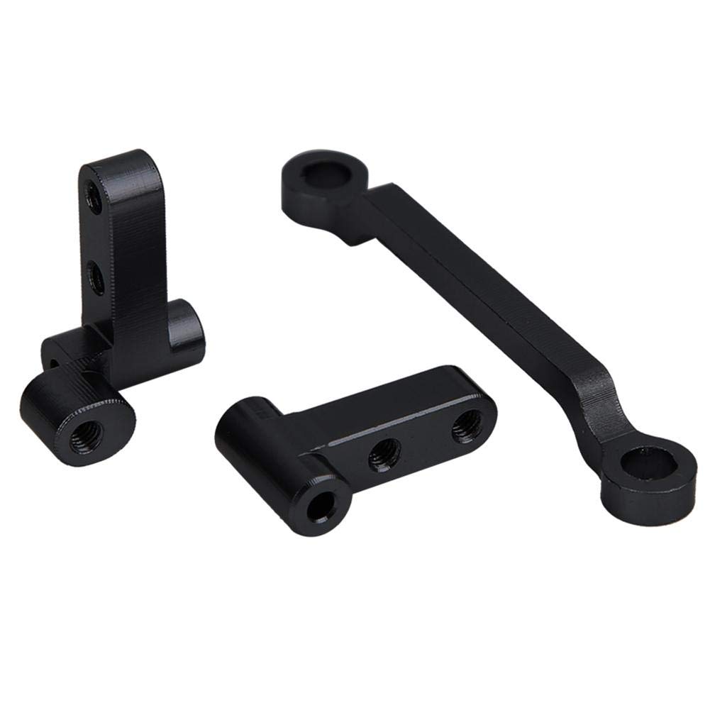 Woyisisi RC Steering Assembly, Aluminum Alloy Steering Assembly Kit Accessory Fit for WL A959 A979 A969 1/18 RC Car(Black)