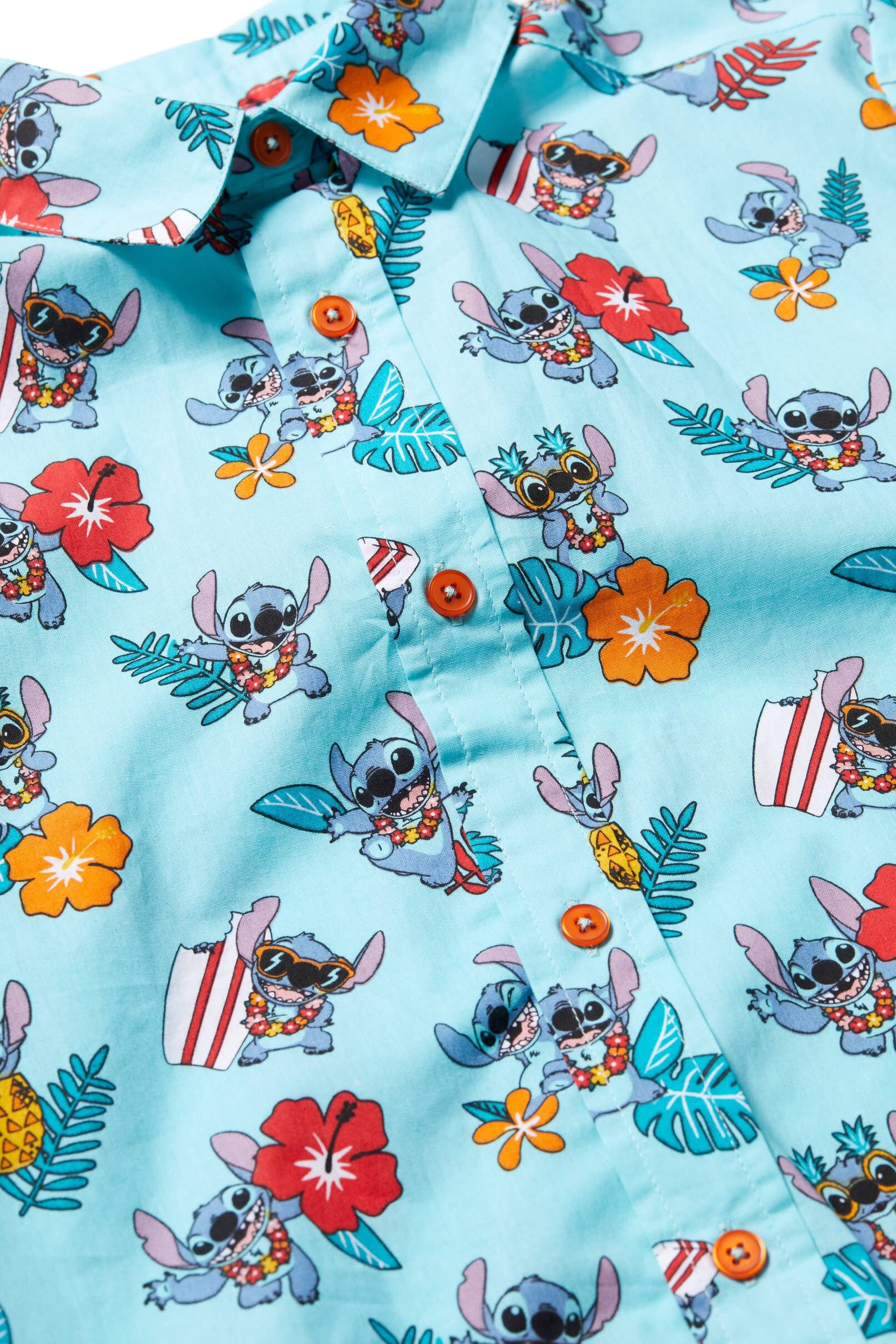Disney Lilo & Stitch Big Boys Hawaiian Button Down Dress Shirt 10-12