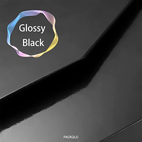 PACKGILO 1PCS Black Gift Box with Ribbon 9.5x7x4 Inches,Sturdy Gift Box with Lid for Gift Packaging, Foldable Magnetic Closure Storage Boxes, Bridesmaid proposal box, Rectangle Collapsible Box