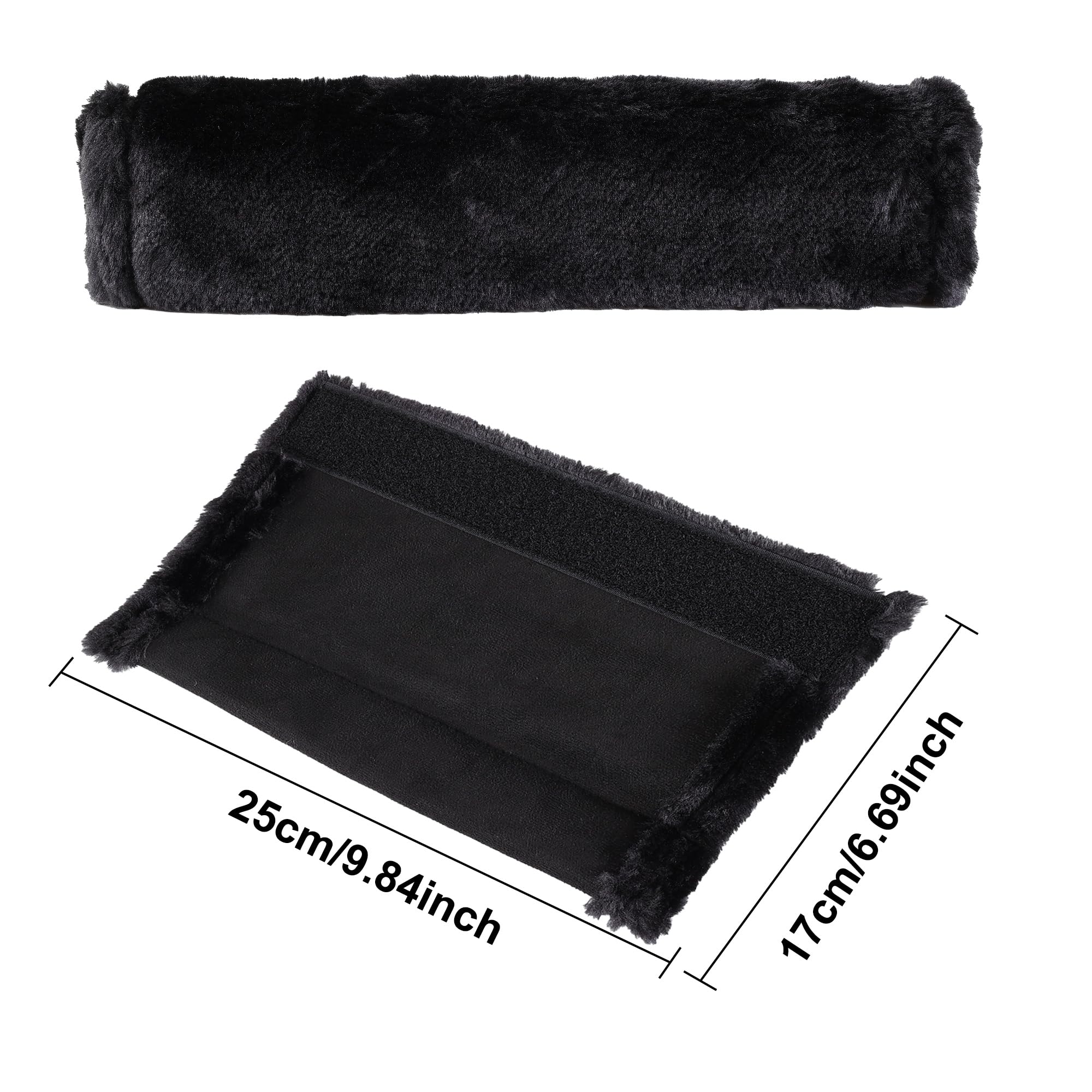 MOONET 2 Packs Car Seatbelt Covers Shoulder Pad for More Comfortable Driving, Universal Seat Belt Cover for Handbag Camera Backpack Straps, Soft Faux Sheepskin Wool Seat Belt Cushion (Black)