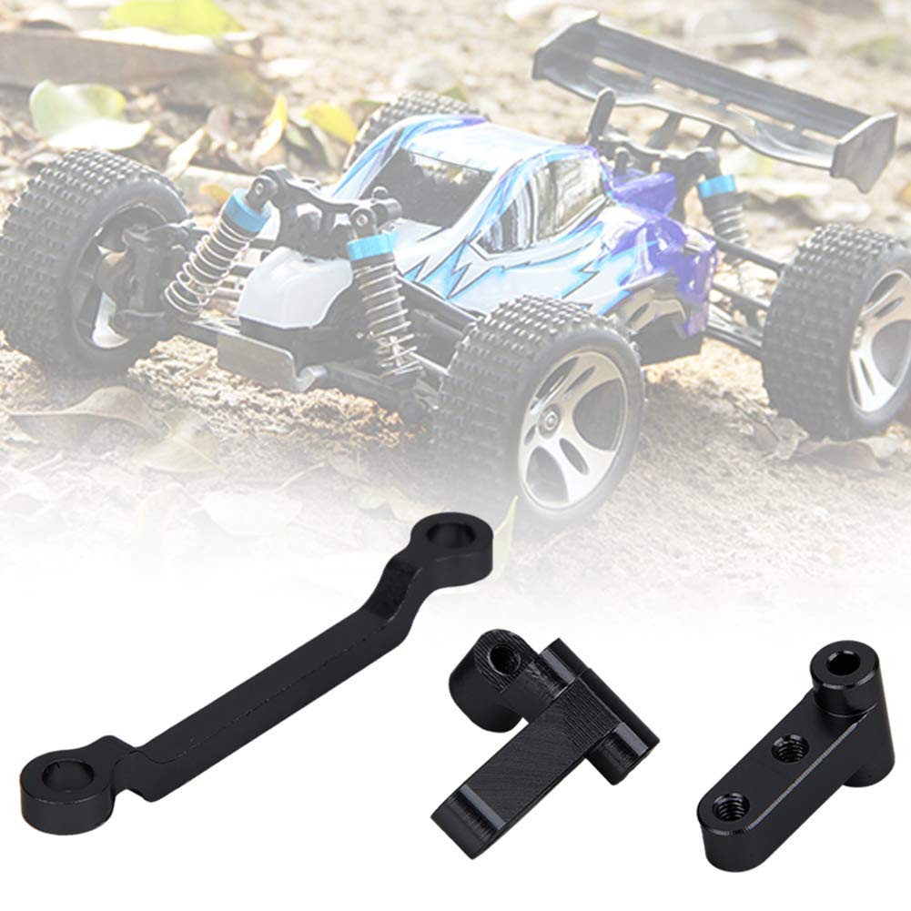Woyisisi RC Steering Assembly, Aluminum Alloy Steering Assembly Kit Accessory Fit for WL A959 A979 A969 1/18 RC Car(Black)
