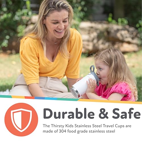 Nuby Thirsty Kids No Spill Flip-It Reflex Stainless Steel Travel Cup or Water Bottle - 10 Oz - 18+ Months - Aqua Mint