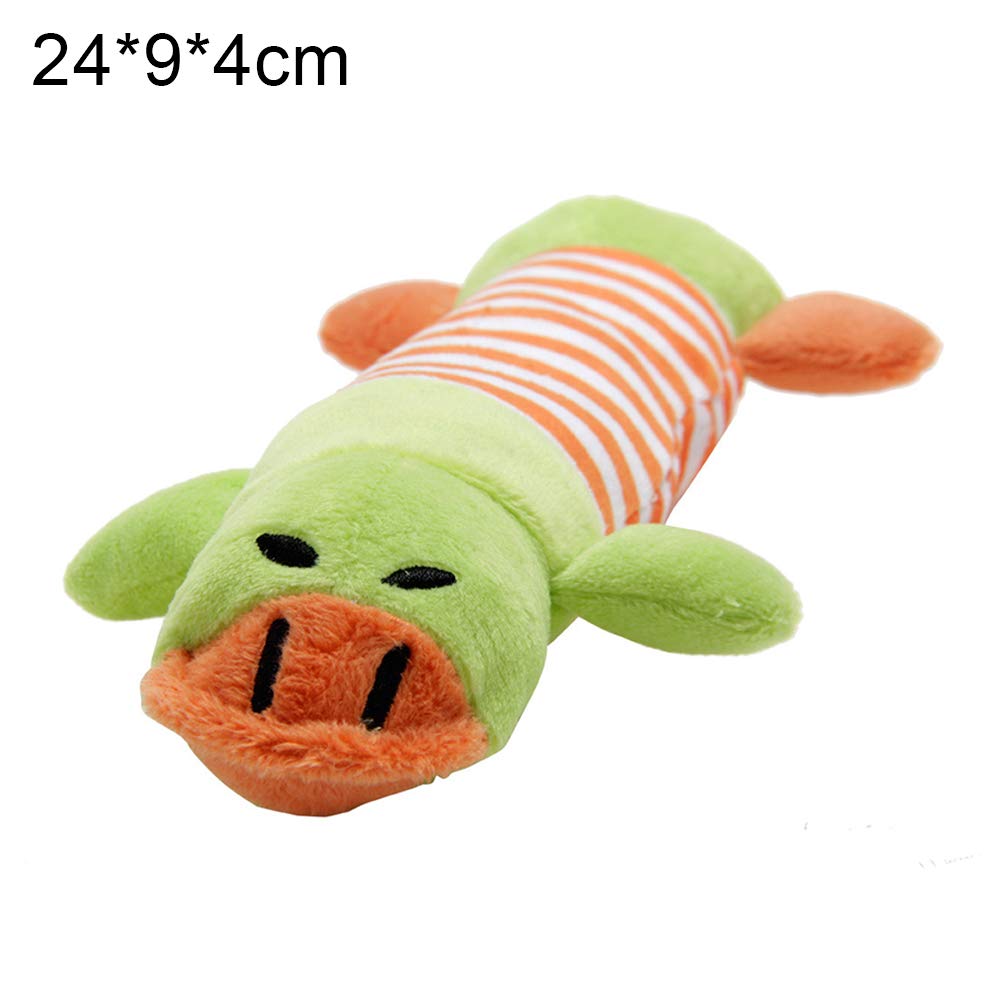 N/ hionre Sound Squeaky Interactive Toys for Pets, Cute Duck Plush Doll Molar Chew Bite-Resistant Toy for Pet Dog Cats Green