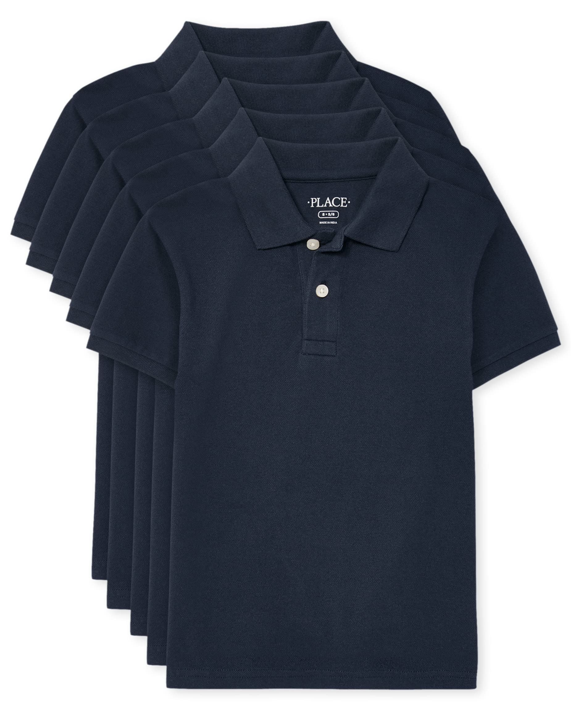 The Children's Place Boys Short Sleeve Pique Polo,Nautico 5 Pack,L (10/12)