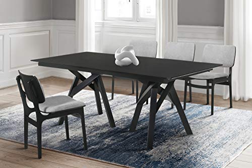 Armen Living Lima Wood Dining Accent Chairs Finish Fabric-Set of 2, 20" Wide, Black/Grey