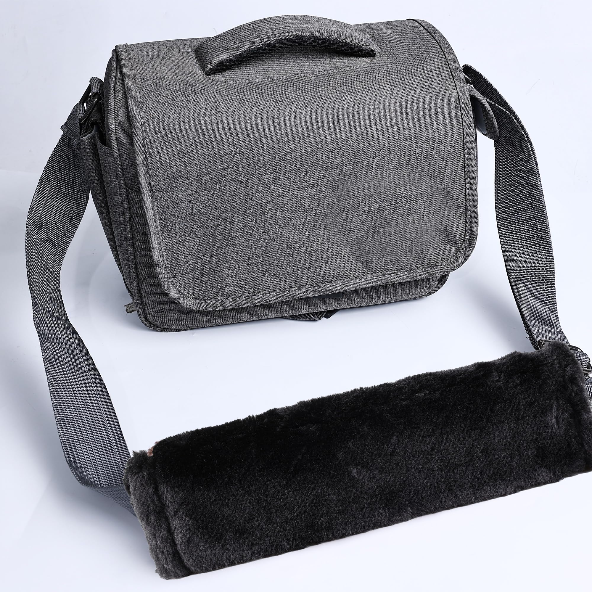 MOONET 2 Packs Car Seatbelt Covers Shoulder Pad for More Comfortable Driving, Universal Seat Belt Cover for Handbag Camera Backpack Straps, Soft Faux Sheepskin Wool Seat Belt Cushion (Black)