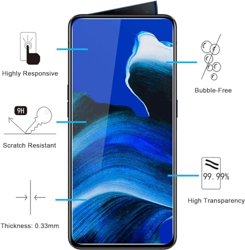 NEW'C 3 Pack Designed for Oppo Reno 2, Reno 2Z Screen Protector Tempered Glass, Case Friendly Anti Scratch Bubble Free Ultra Resistant