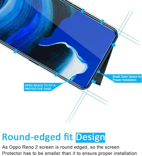 NEW'C 3 Pack Designed for Oppo Reno 2, Reno 2Z Screen Protector Tempered Glass, Case Friendly Anti Scratch Bubble Free Ultra Resistant