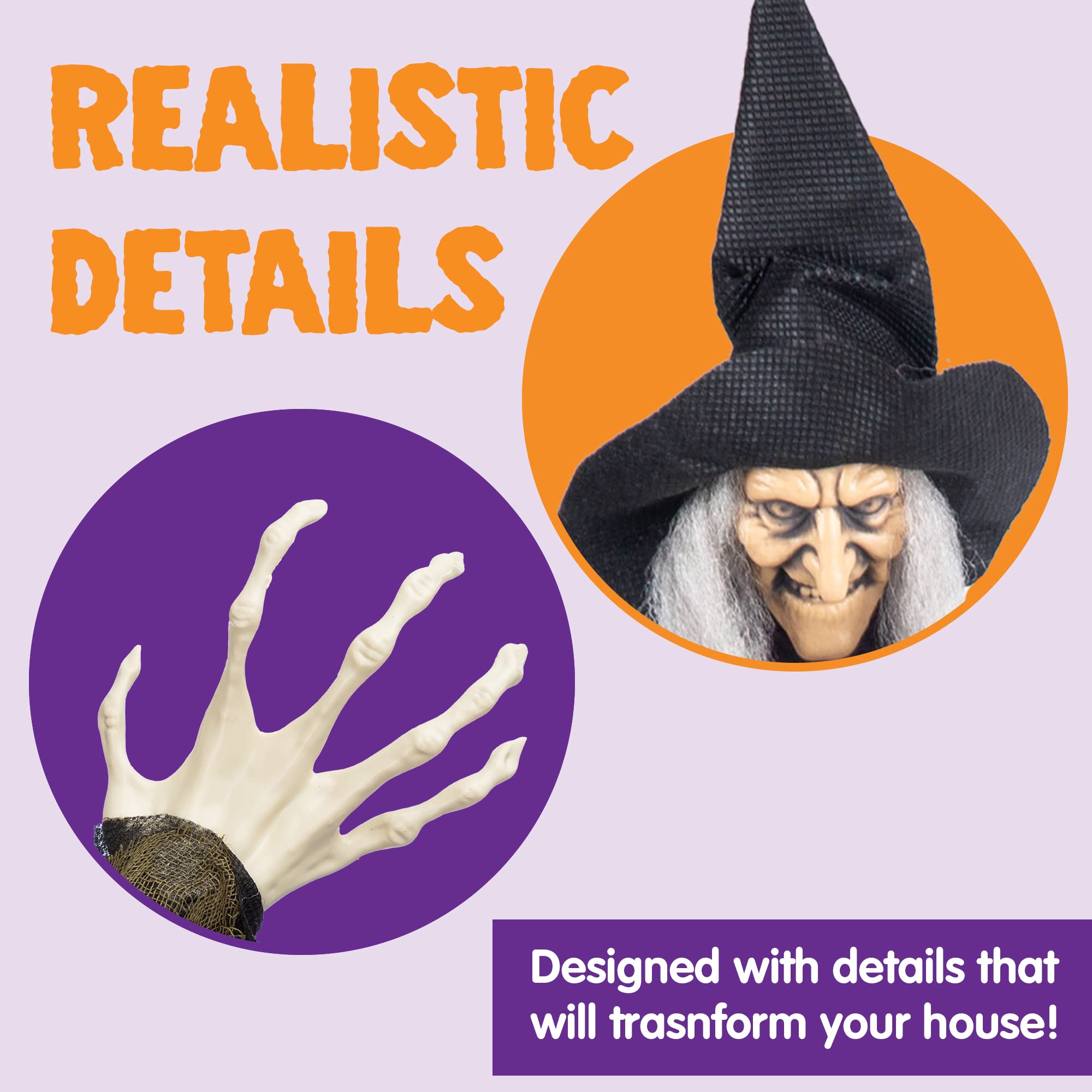 JOYIN 4 Pcs 19.6β Hanging Witch Halloween Decorations Outdoor Indoor Flying Haunted House Scary Decor for Lawn Garden Yard