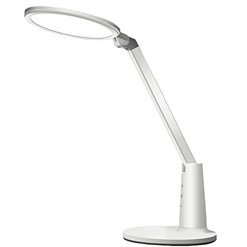 GERINTECH LED Desk Lamp with Adjustable Brightness, Dimmable Bright Table Lamp for Bedroom, Office, Reading, Study (White)
