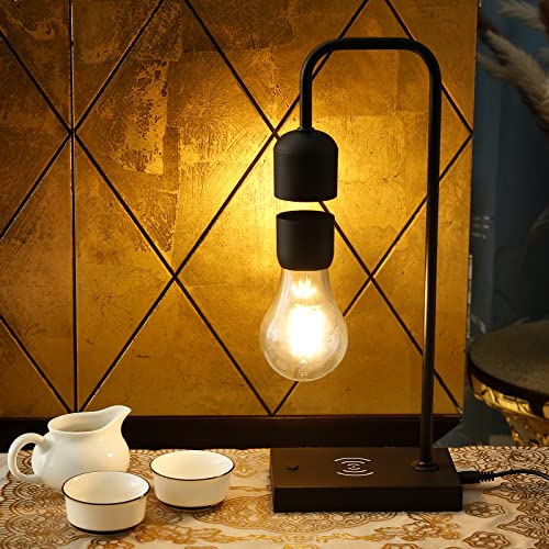 Coolha Floating Lamp with Wireless Phone Charger & LED Light Bulb Floating in The Air Freely Unique Magnetic Levitating Cloud Desk Lamp Home Decor & Gift for Friends Families