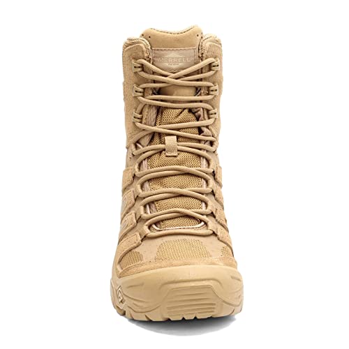 Merrell Men's Strongfield Tactical 6” Waterproof Boots, Breathable & Comfortable Work Combat Hiking Shoes Military, Dark Coyote, 9
