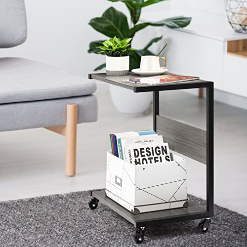 Computer Tower Stand, C-Shape Tall 2-Tier Pc Stand, Computer Tower Floor Stand with Lockable Wheels,Mainly Placed Computer Cases and Printers,Suitable for School, Office, Home(Grey)