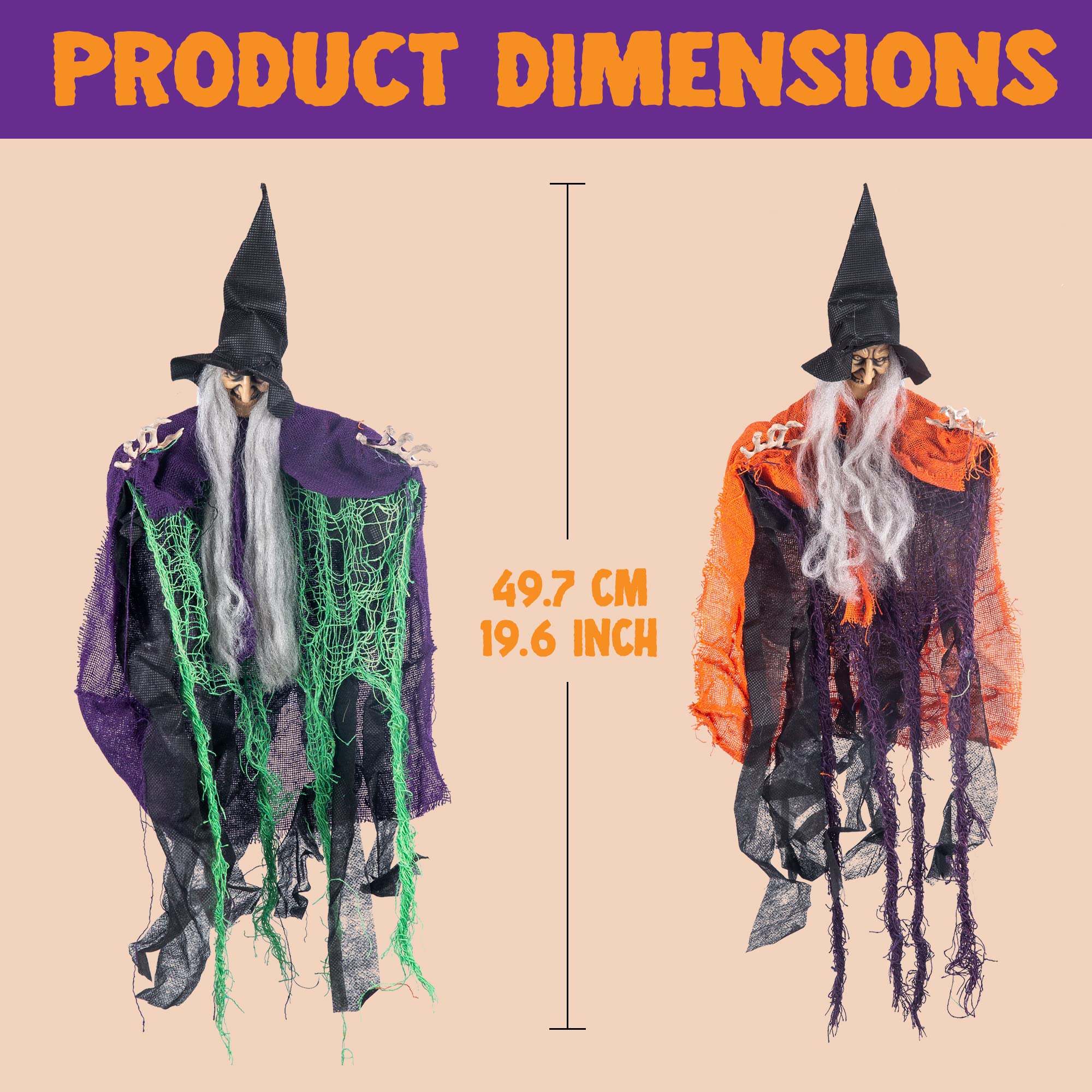 JOYIN 4 Pcs 19.6β Hanging Witch Halloween Decorations Outdoor Indoor Flying Haunted House Scary Decor for Lawn Garden Yard