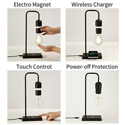 Coolha Floating Lamp with Wireless Phone Charger & LED Light Bulb Floating in The Air Freely Unique Magnetic Levitating Cloud Desk Lamp Home Decor & Gift for Friends Families