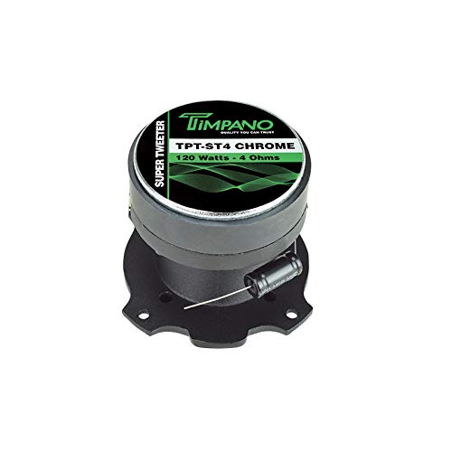 Timpano TPT-ST4 Chrome 3.5 Inch Super Tweeter, 4 Ohm, 500 Watts Peak, 105 dB Bullet, 1 in Voice Coil, Pro Car Sound System Bullet Tweeters (Pair)