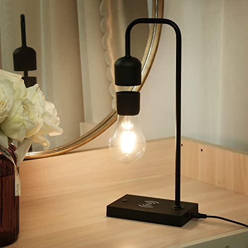 Coolha Floating Lamp with Wireless Phone Charger & LED Light Bulb Floating in The Air Freely Unique Magnetic Levitating Cloud Desk Lamp Home Decor & Gift for Friends Families