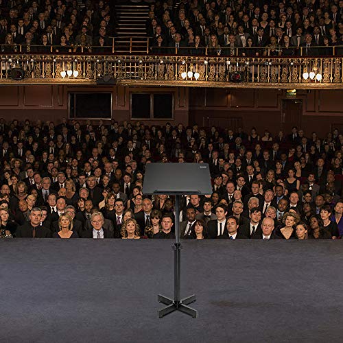 Bonnlo Classic Lectern Stand, Height Adjustable Mobile Podium, Multi-Purpose Tabletop for Speech, Lecture, Church, Reading or Laptop Desk with Edge Stopper, Black