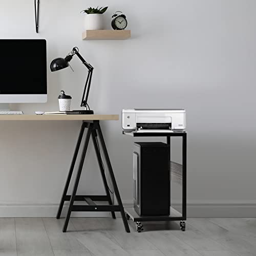 Computer Tower Stand, C-Shape Tall 2-Tier Pc Stand, Computer Tower Floor Stand with Lockable Wheels,Mainly Placed Computer Cases and Printers,Suitable for School, Office, Home(Grey)