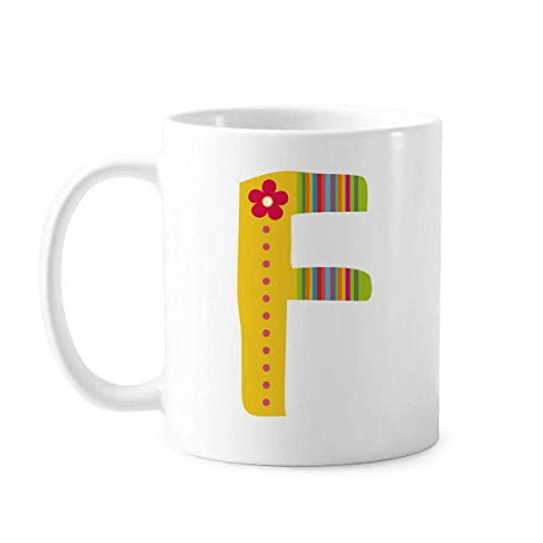 F Alphabet Flower Cute Pattern Mug Pottery Ceramic Coffee Porcelain Cup Tableware