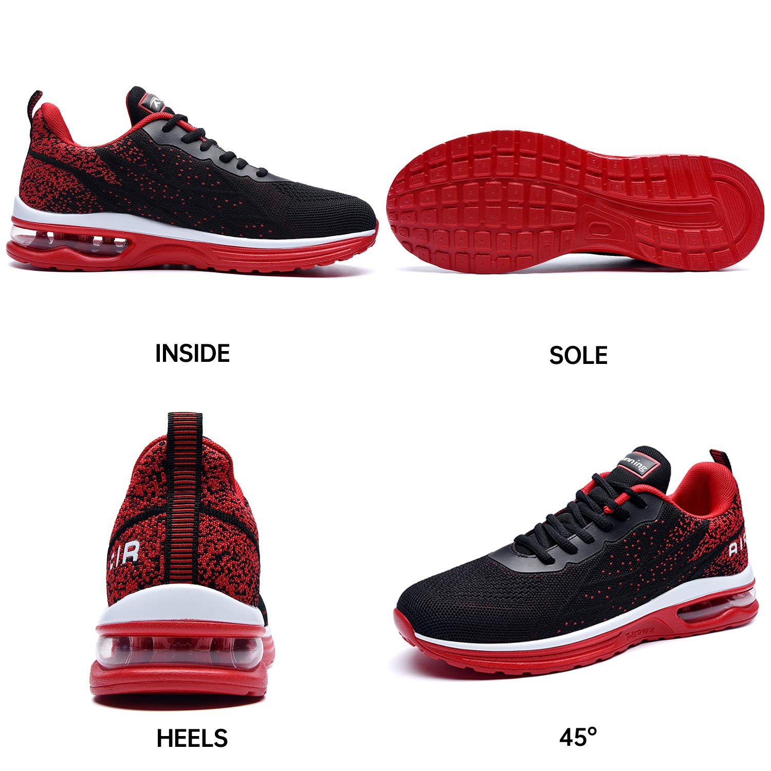 Autper Mens Air Athletic Running Tennis Shoes Lightweight Sport Gym Jogging Walking Sneakers(Redblack US 10.5)