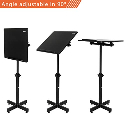 Bonnlo Classic Lectern Stand, Height Adjustable Mobile Podium, Multi-Purpose Tabletop for Speech, Lecture, Church, Reading or Laptop Desk with Edge Stopper, Black
