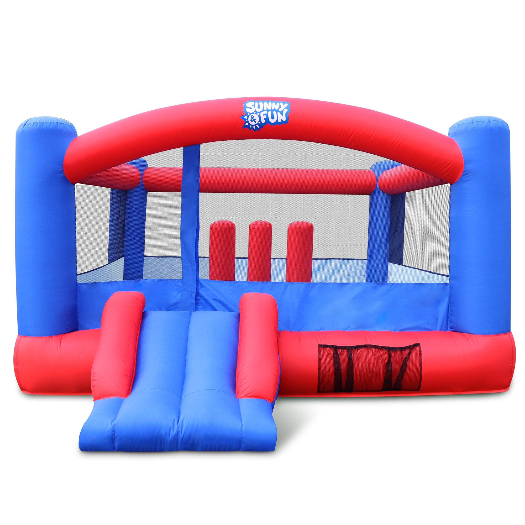 Sunny & Fun Inflatable Bounce House | Giant 12x10.5 Feet Blow-Up Jump Bouncy Castle for Kids with Air Blower, Stakes & Repair Kit | Easy Set Up for Hours of Backyard Play & Party Fun | Ages 3-10