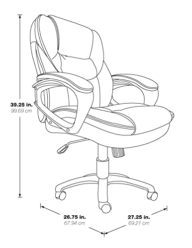 Office Star FL Series Faux Leather Manager's Adjustable Office Chair with Lumbar Support, Tilt Control, and Padded Arms, Chocolate